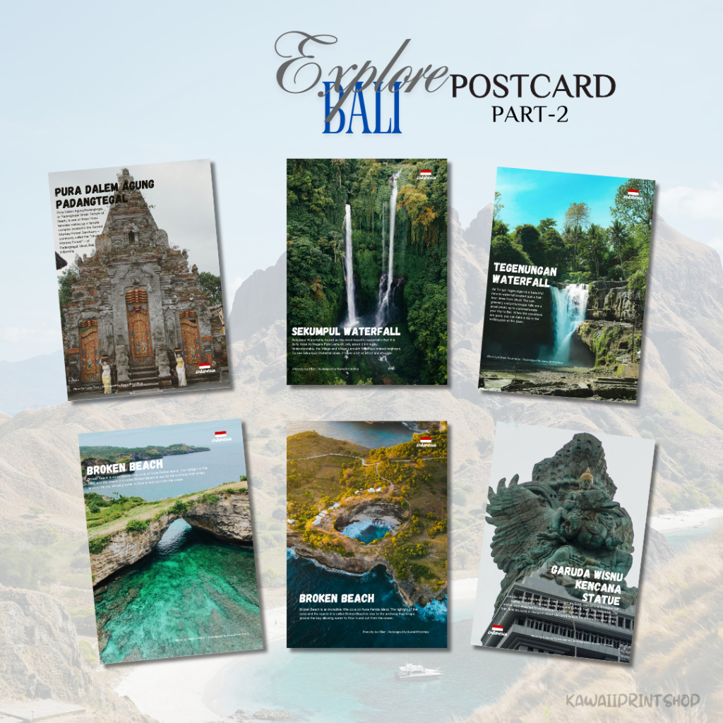 Jual Kartu Pos Bali Tempat Wisata Pura Air Terjun | Postcard Bali City ...