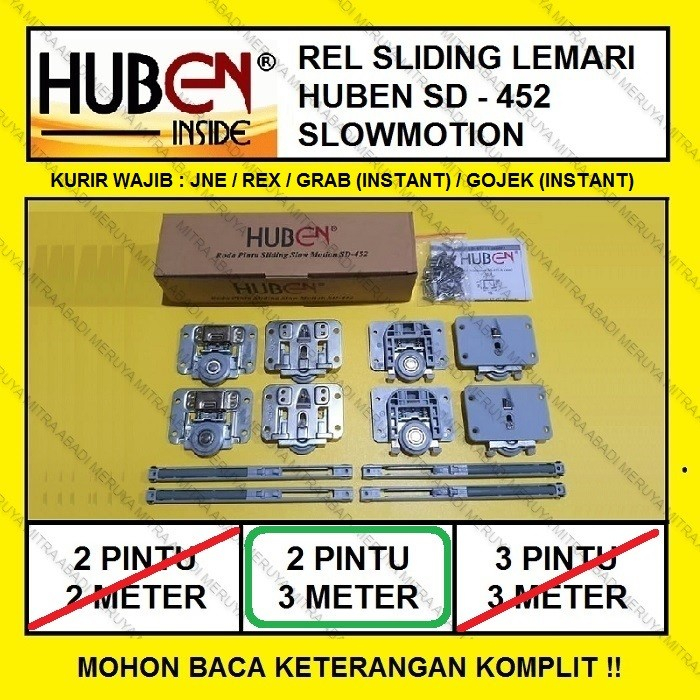 Jual RODA REL PINTU LEMARI SLIDING GESER SLOW MOTION HUBEN SD 452 - 2P/3M | Shopee Indonesia