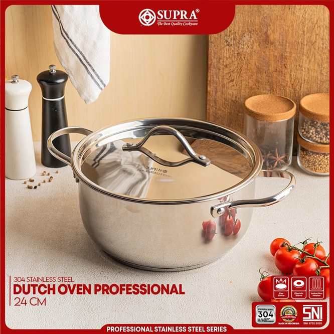Jual SUPRA Panci Stainless Steel SUS 304 Dutch Oven 24 Cm Professional ...