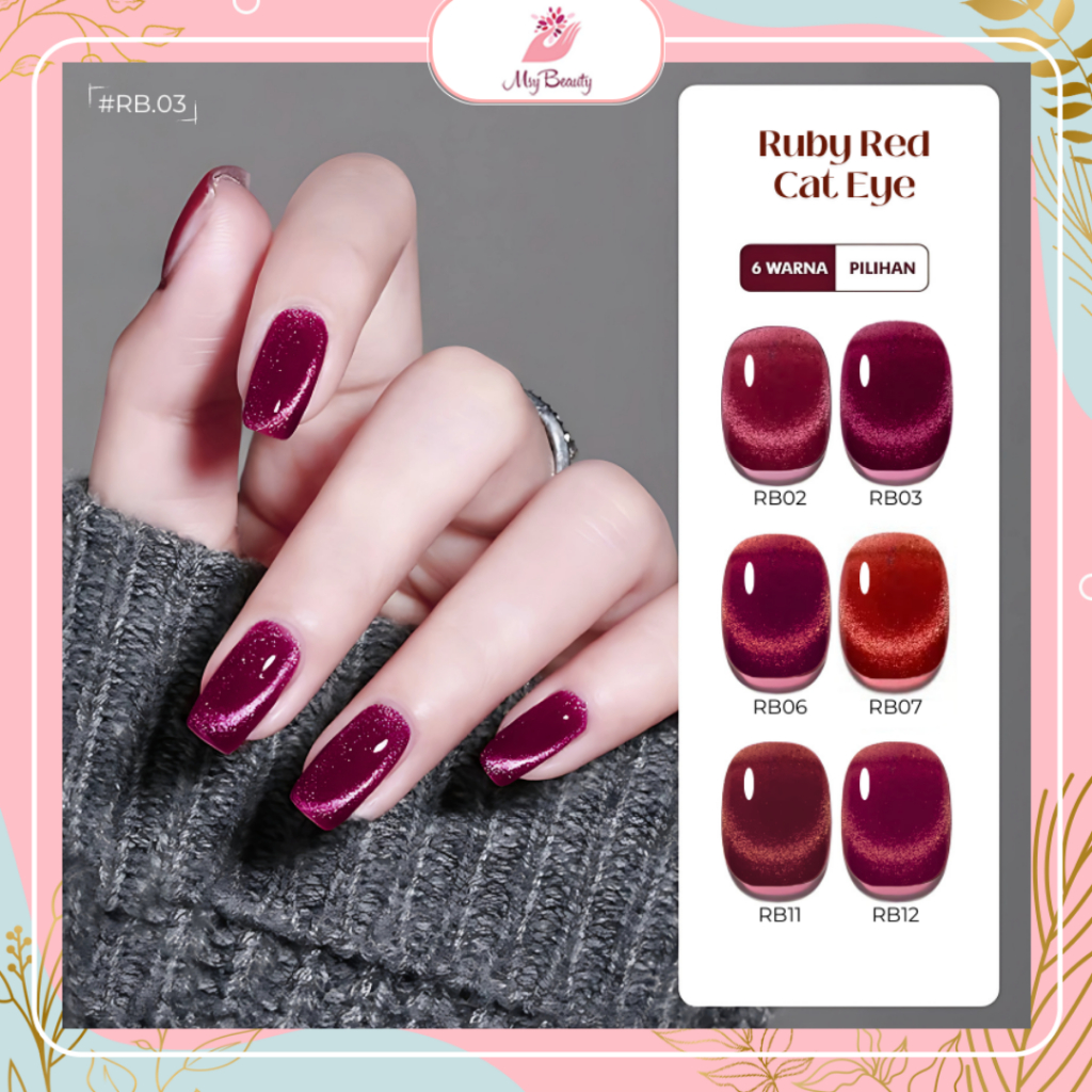 Jual MSY Rising Lady 6Colors 7.3ml Kutek Ruby Red Cat Eye Nail Gel Polish / Kutek UV Merah Gel ...