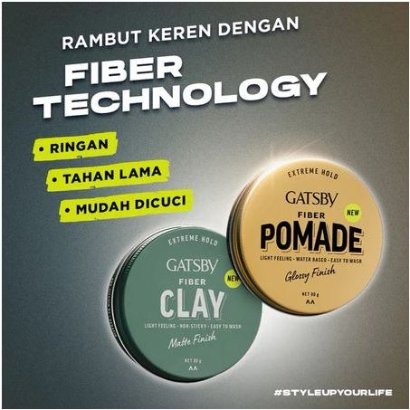 Jual GATSBY Fiber Series Pomade II Gatsby Fiber Clay 80g - Gatsby Fiber ...