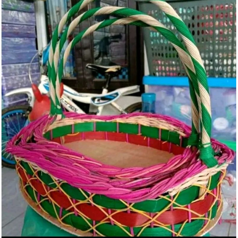 Jual keranjang parcel silang 1 set isi 3, parcel rotan | Shopee Indonesia