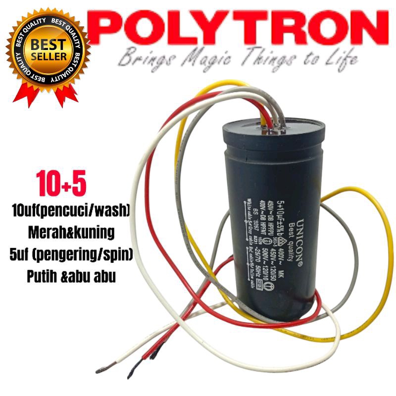 Jual Kapasitor mesin cuci POLYTRON 2 Tabung PWM8567 | Shopee Indonesia