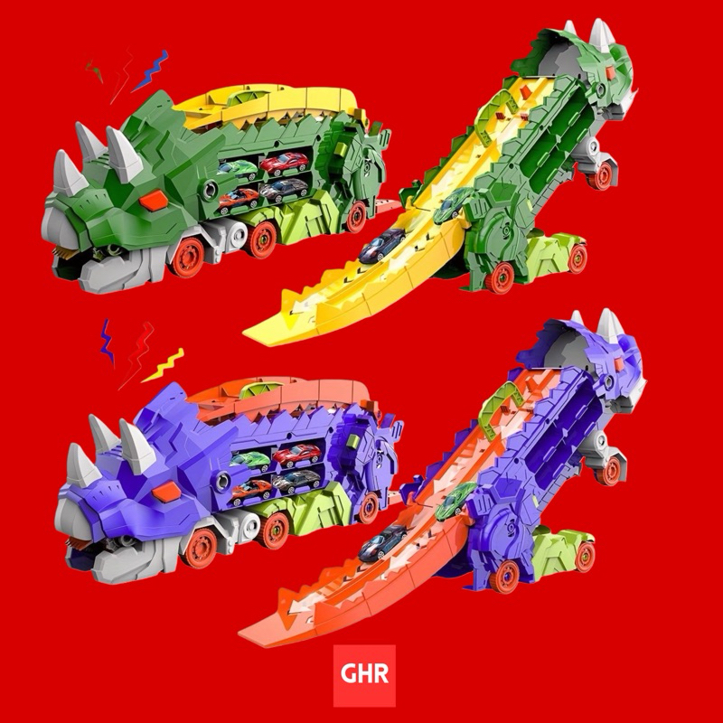 Jual Mainan Anak Truk Transportasi Dinosaurus Triceratops Dorong Manual ...