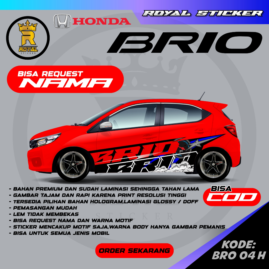 Jual BRO 04 -DECAL STIKER BRIO DESAIN TERBARU THAILOOK FREE REQUEST ...