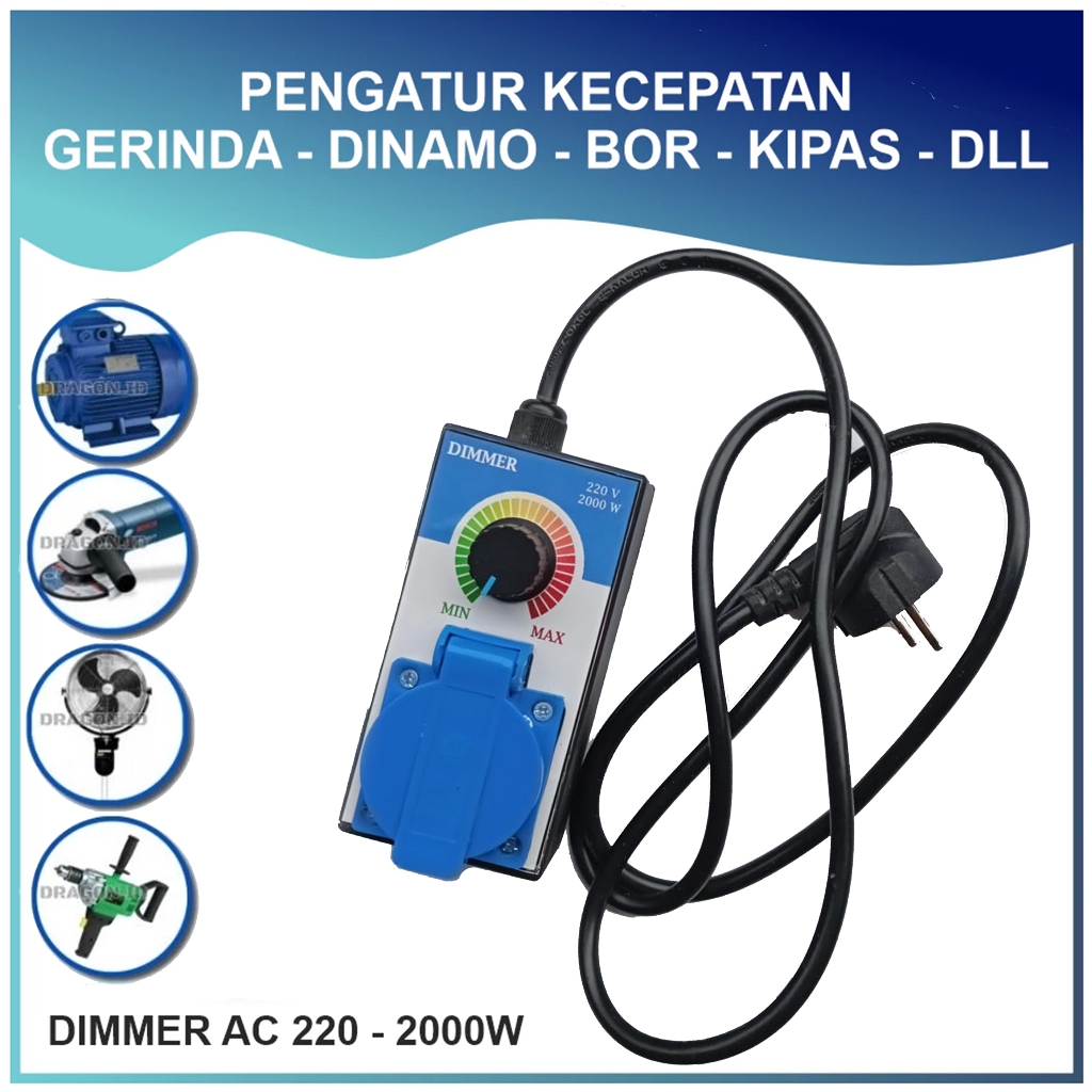 Jual Dimmer Dimer 2000 Watt Ac 220V Alat Pengatur Kecepatan Gerinda Bor ...