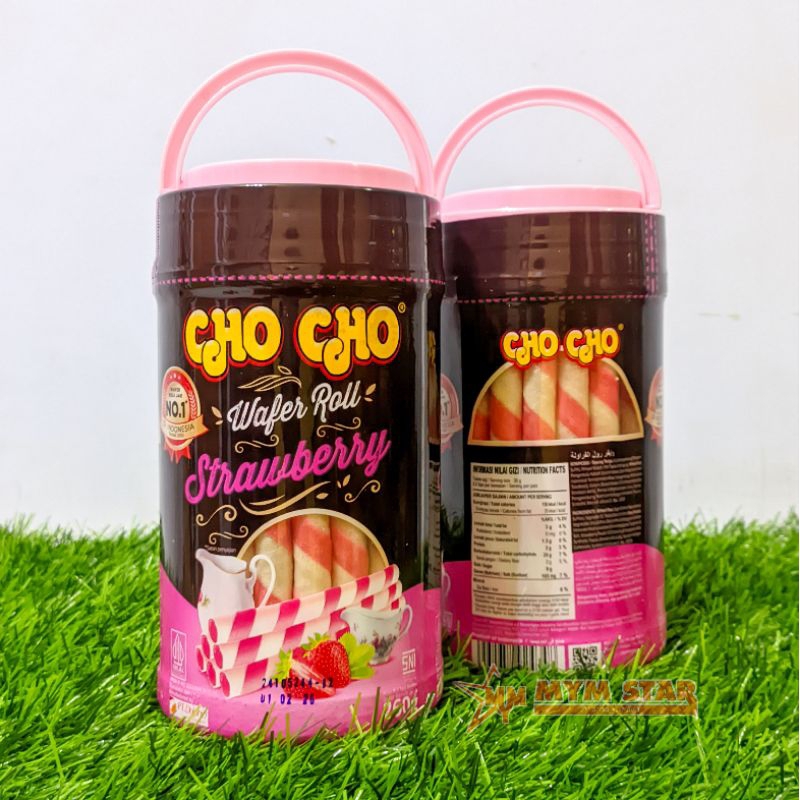 Jual Cho Cho Exclusive Wafer Roll Strawberry Toples 260g | Shopee Indonesia