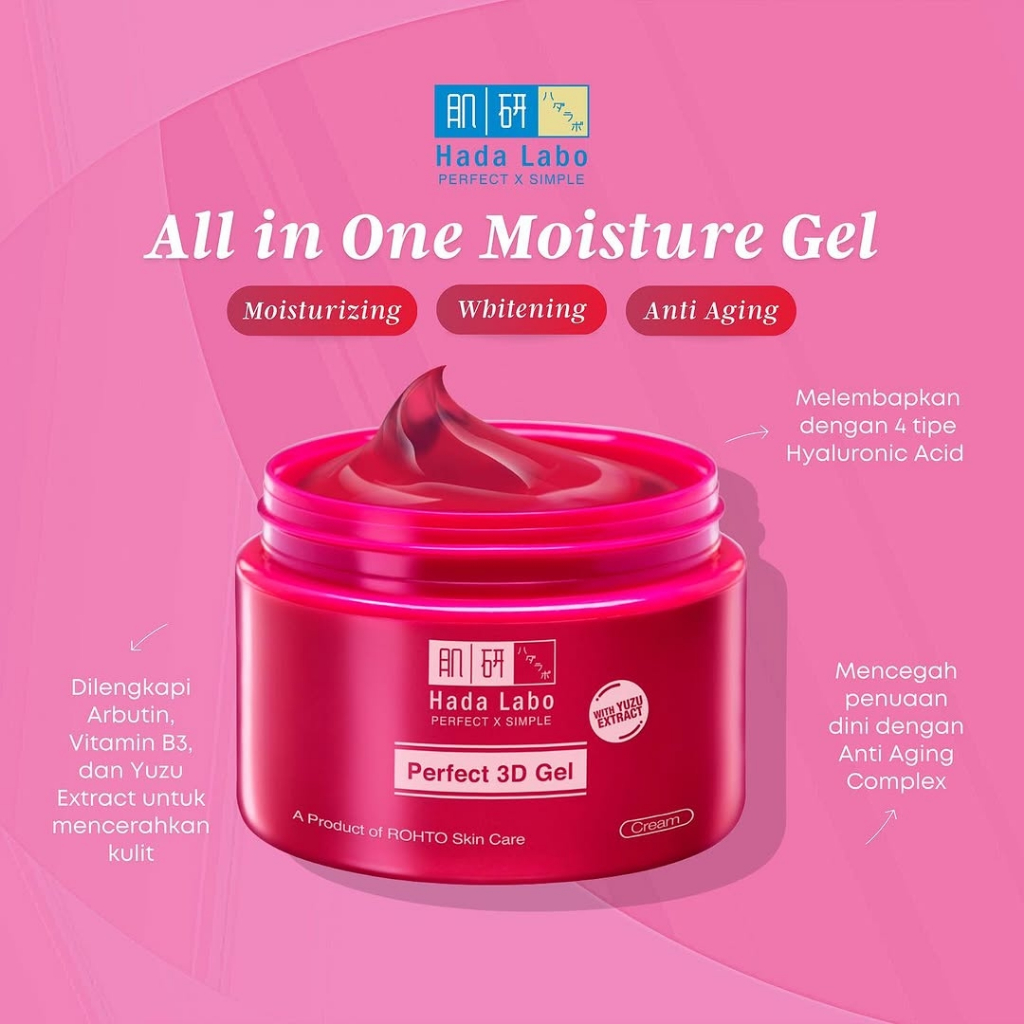 Jual HADA LABO Perfect 3D Gel Night Cream Moisturizing || Whitening ...
