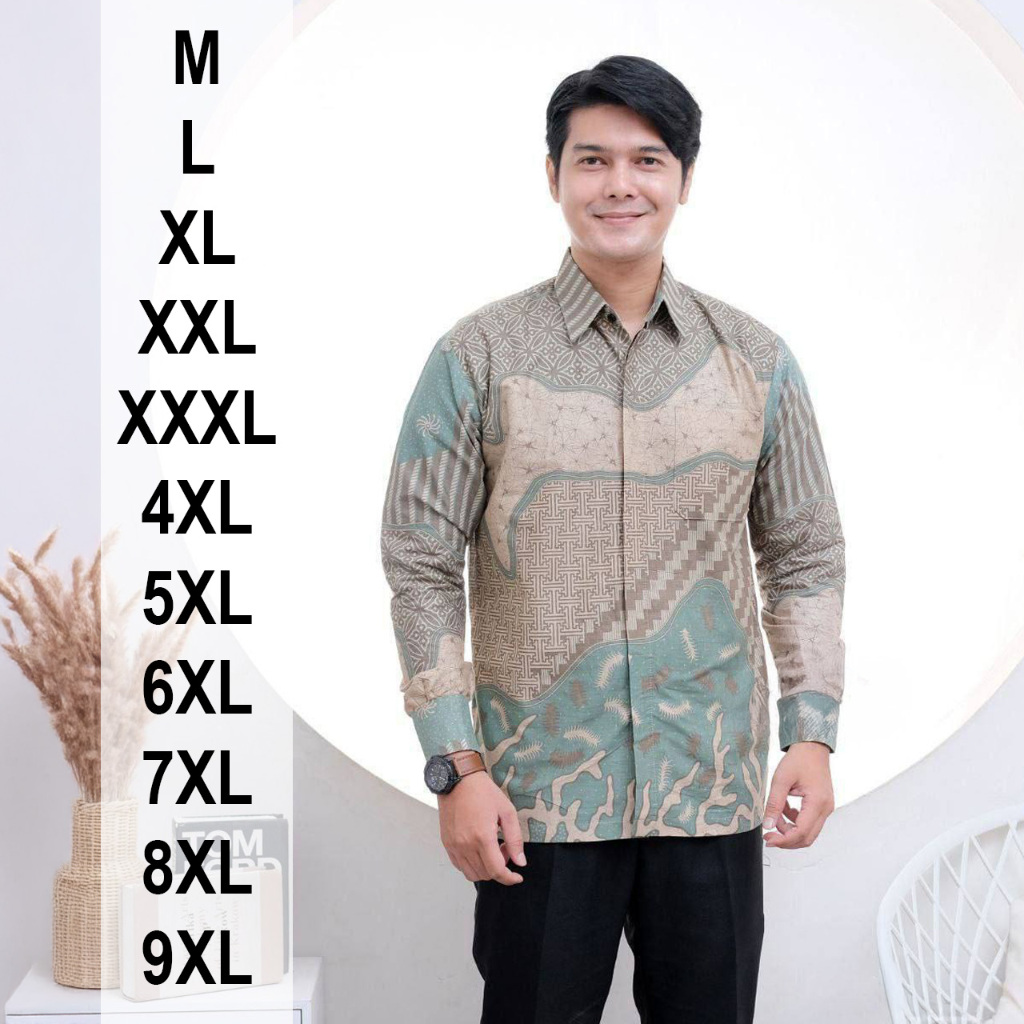 Jual Baju Batik Pria Jumbo Lengan Panjang Motif Inara M L XL XXL 3XL 4XL 5XL 6XL 7XL 8XL 9XL ...