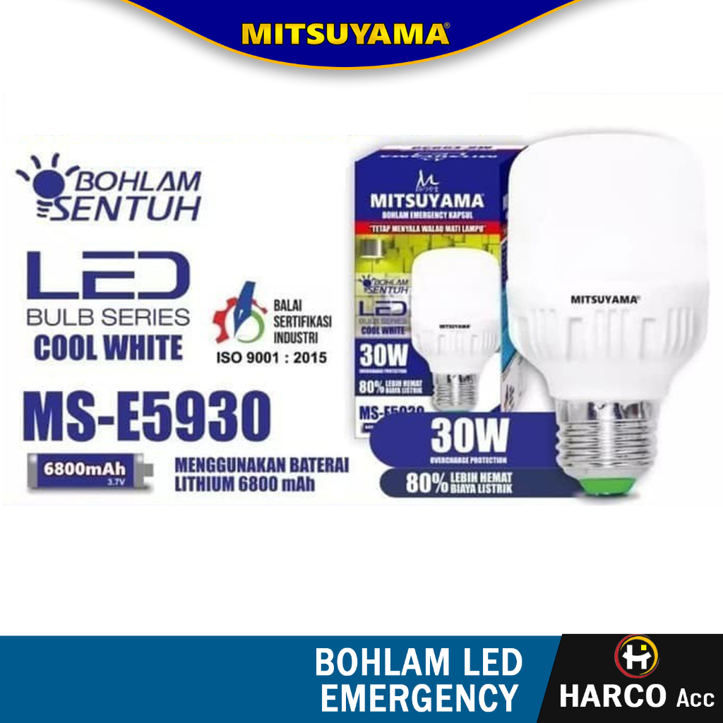 Jual Lampu Bohlam LED Emergency 30 watt MS-E5930 Otomatis Nyala saat Mati Lampu | Shopee Indonesia