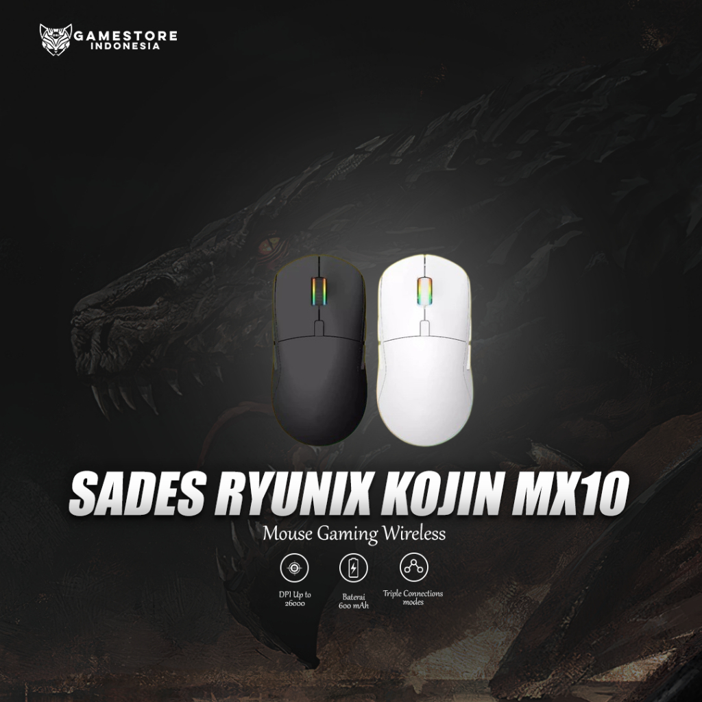 Jual Sades Ryunix Kojin MX10 Mouse Gaming Wireless Bluetooth Triple Mode Ambidextrous | Shopee ...