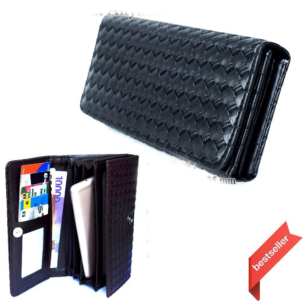 Jual dompet wanita kulit Motif Anyam super black | Shopee Indonesia