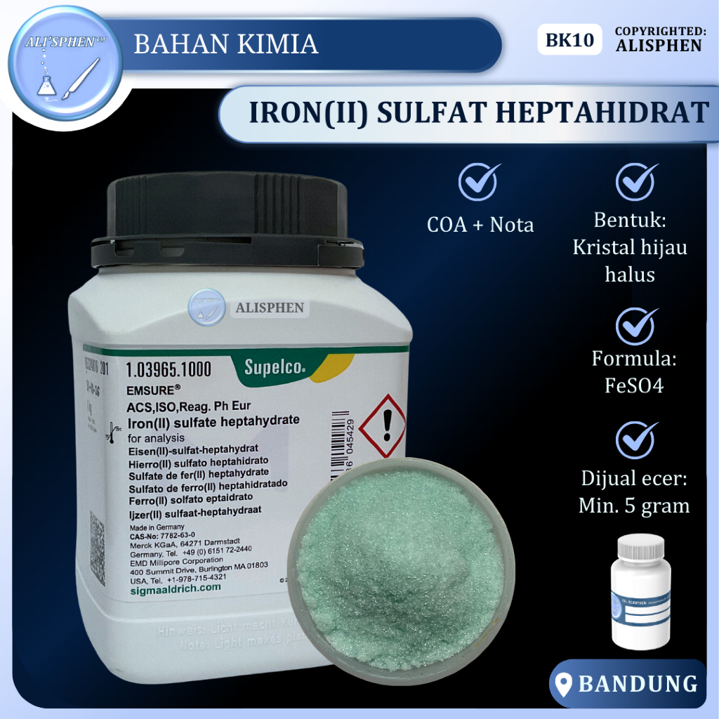 Jual [BK10] FeSO4 Besi(II) Sulfat / Fero Sulfat | 5 dan 10 gram | Iron ...