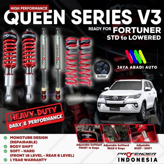 Jual Coilover PROFENDER Queen Series Monotube 2.0 V3 - TOYOTA FORTUNER ...