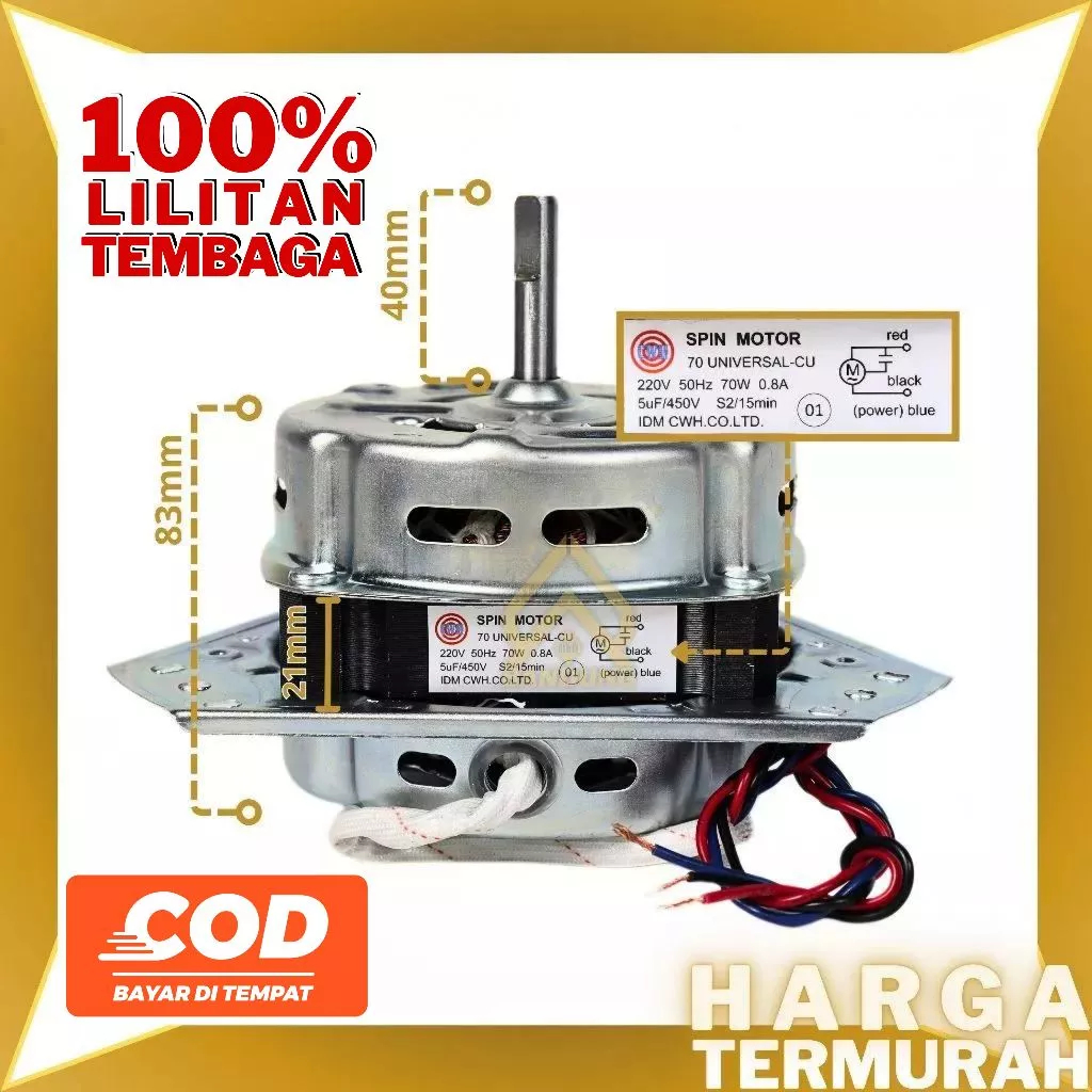 Jual DINAMO SPIN PENGERING 2 TABUNG UNIVERSAL 70WATT LILITAN TEMBAGA | MOTOR DINAMO SPIN MESIN ...