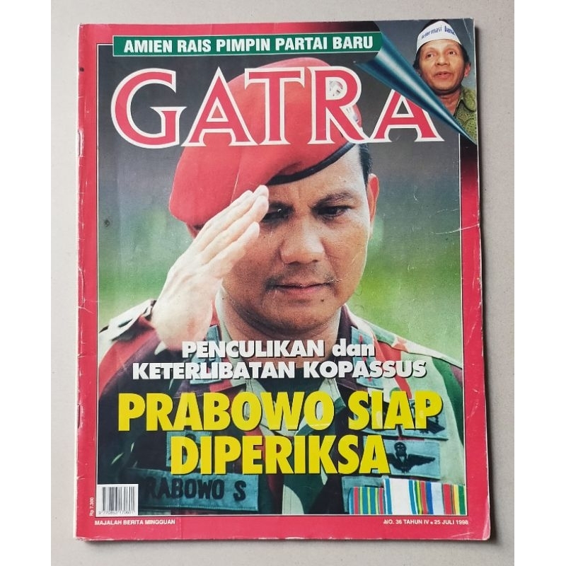 Jual Majalah Gatra 25 Juli 1998 : Cover Prabowo Subianto | Shopee Indonesia