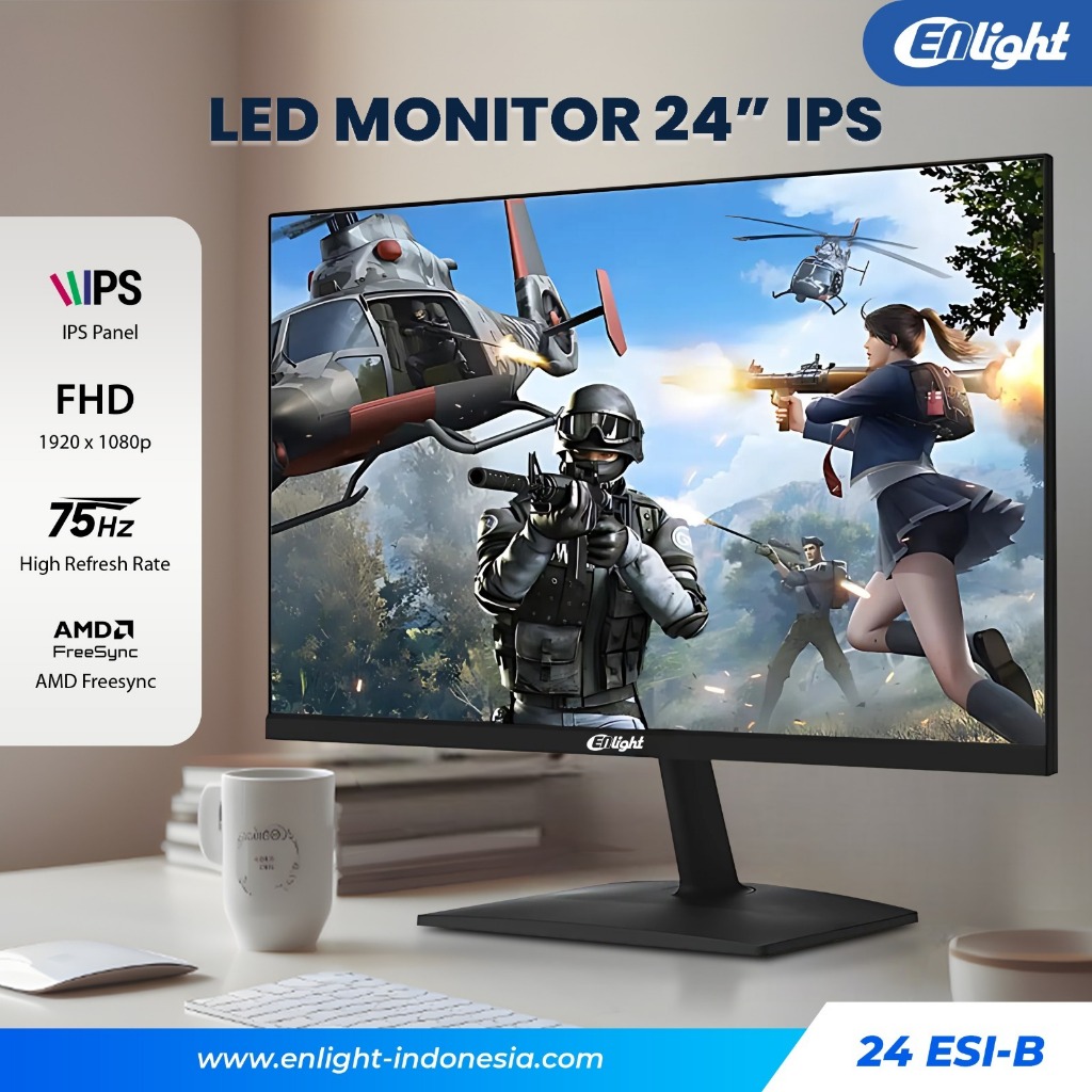 Jual Monitor Enlight 24ESI-B 24 Inch Frameless Full HD IPS 75Hz 2ms ...