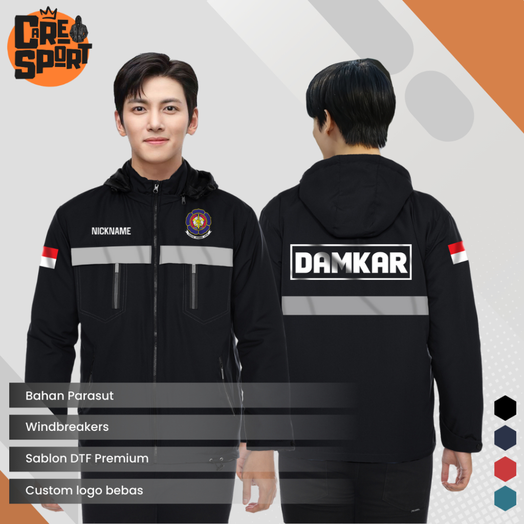Jual Jaket DAMKAR PRIA SCOTLIGHT tahan angin tebal 3 lapis sablon dtf ...
