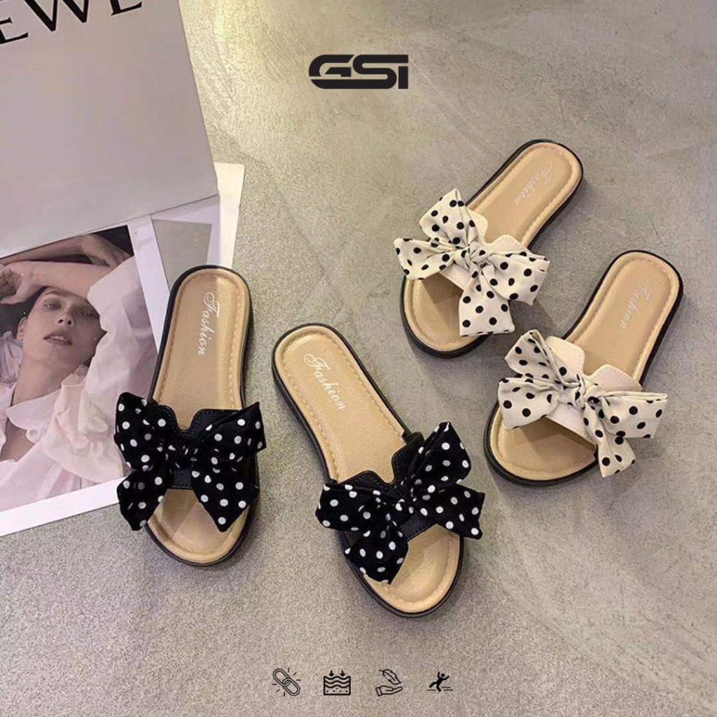Jual Sendal Selop Wanita Sendal Flat Wanita Pita Polkadot Bahan Karet ...