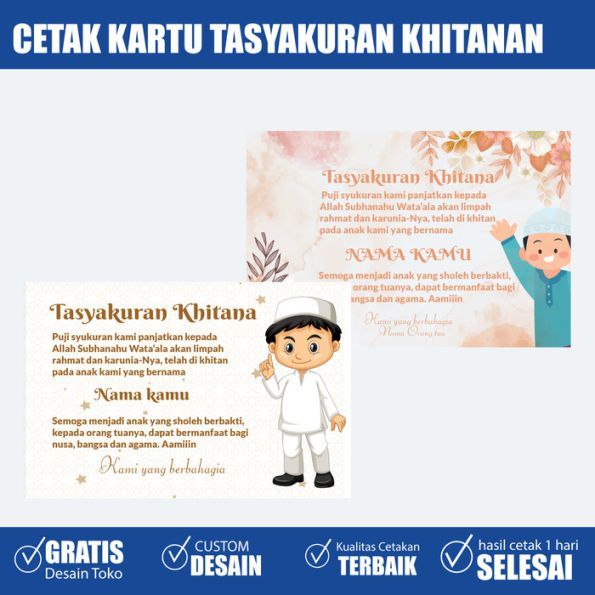 Jual KARTU / STICKER TASYAKURAN KHITANAN / WALIMATUL KHITAN / KHITANAN ...