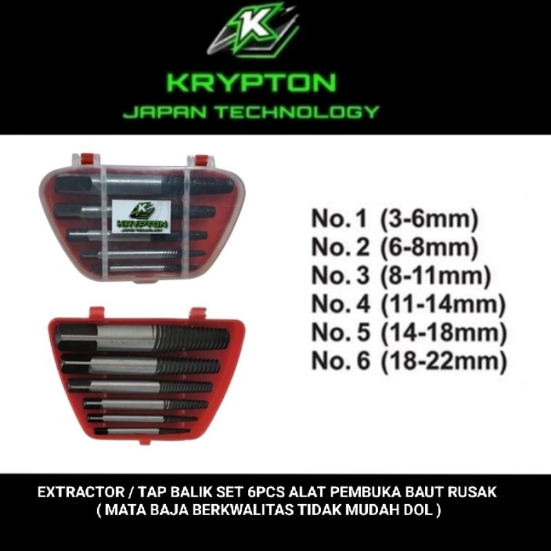 Jual krypton screwdriver extractor tap balik set ( alat buka baut rusak ...