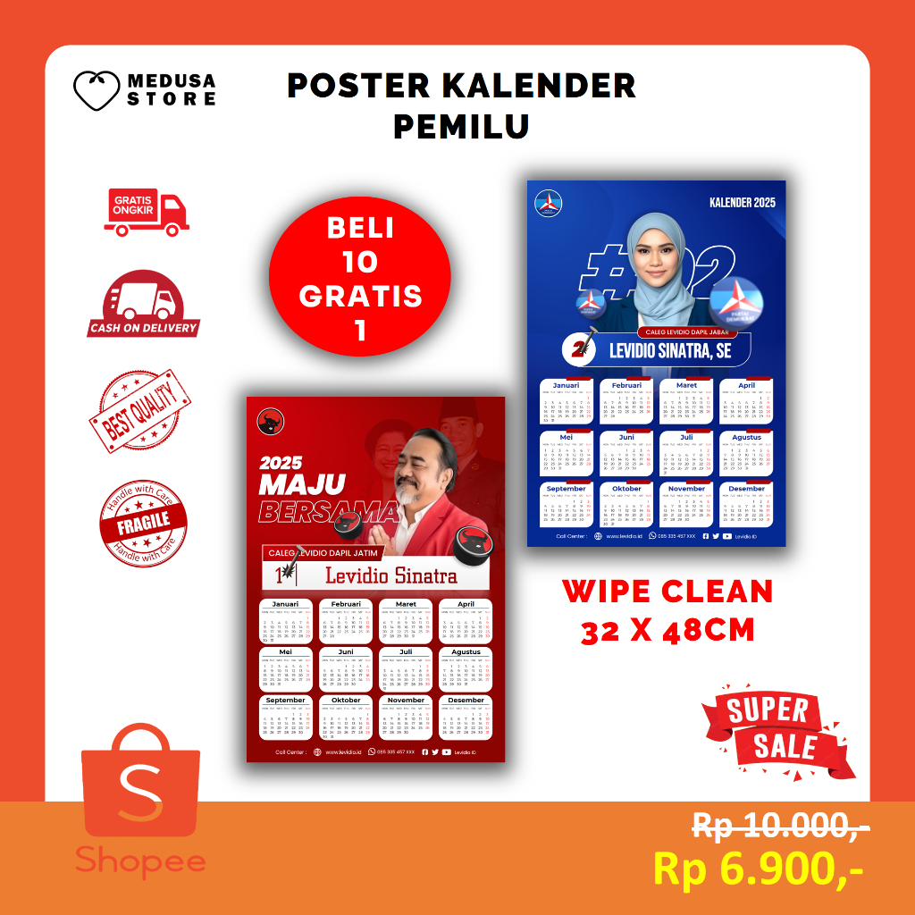 Jual Poster Kalender Pemilu PILKDA, CALEG, GUBERNUR, BUPATI, WALIKOTA ...