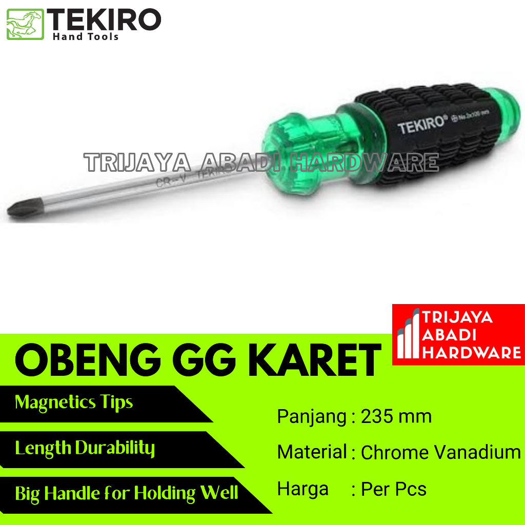 Jual Obeng Gagang Karet Hijau ( + ) 2 x 125 Alat Perkakas | Shopee ...