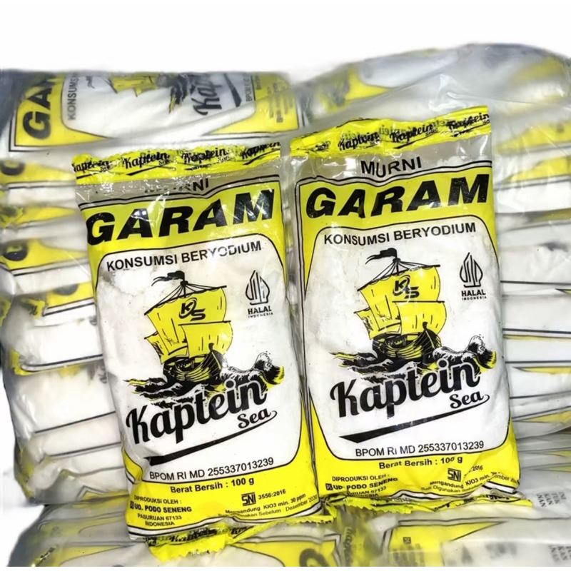 Jual [isi 10pcs] garam halus beryodium cap kaptein 100gram | Shopee ...