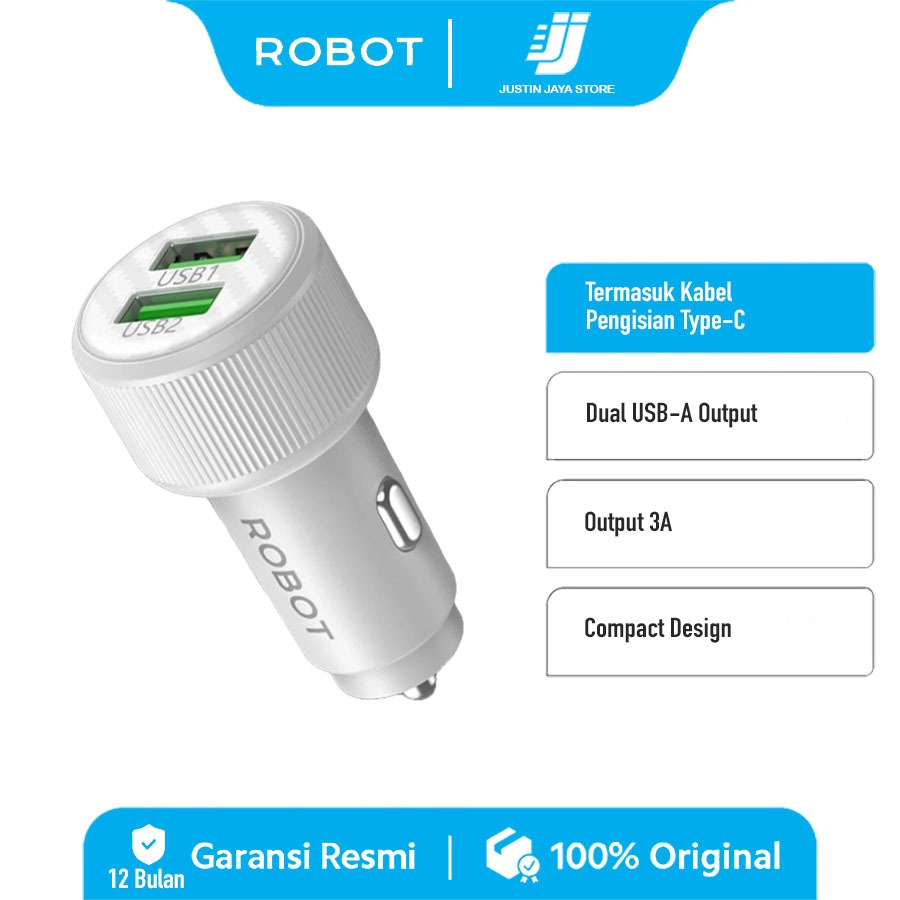 Jual ROBOT RT-C10 Colokan Charger Mobil Colokan - 2 Port USB & Kabel ...
