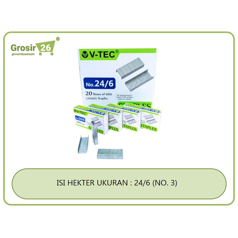 Jual (1 pcs) isi hektar hekter / staples / refill stapler v-tec ukuran ...