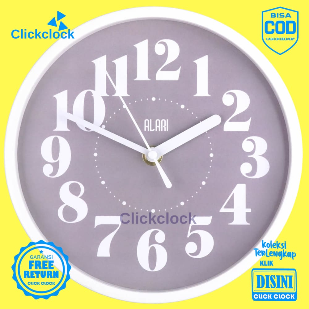 Jual Jam Dinding Quartz Minimalis Minimalis Abu AL1251-1668 Besar ...