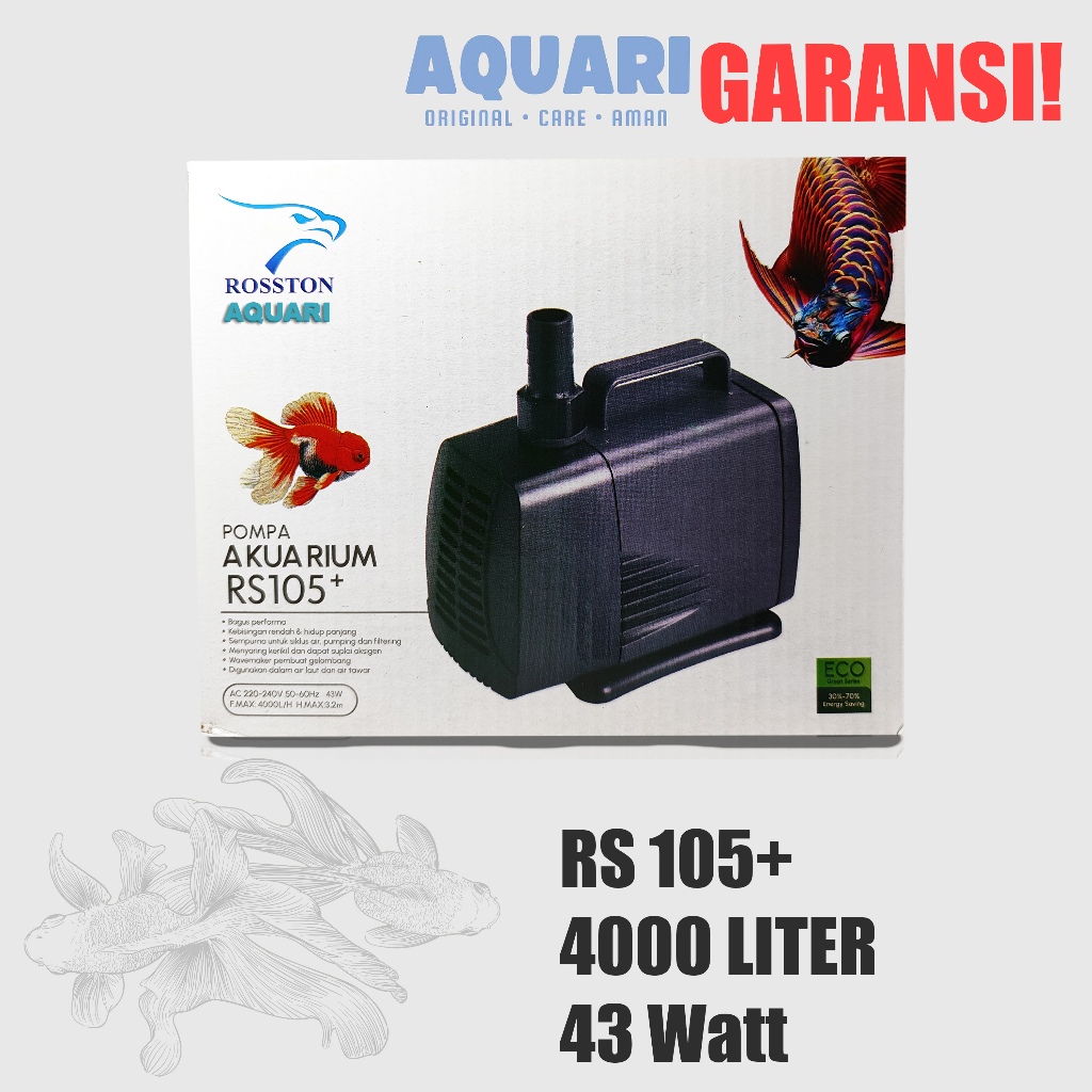 Jual Mesin Pompa Kolam Aquarium Rosston RS 105+ - Pompa Air Kolam Low ...