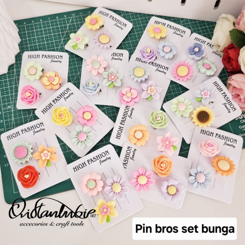 Jual Set Pin Bros Bunga Kemasan 3pcs | Shopee Indonesia