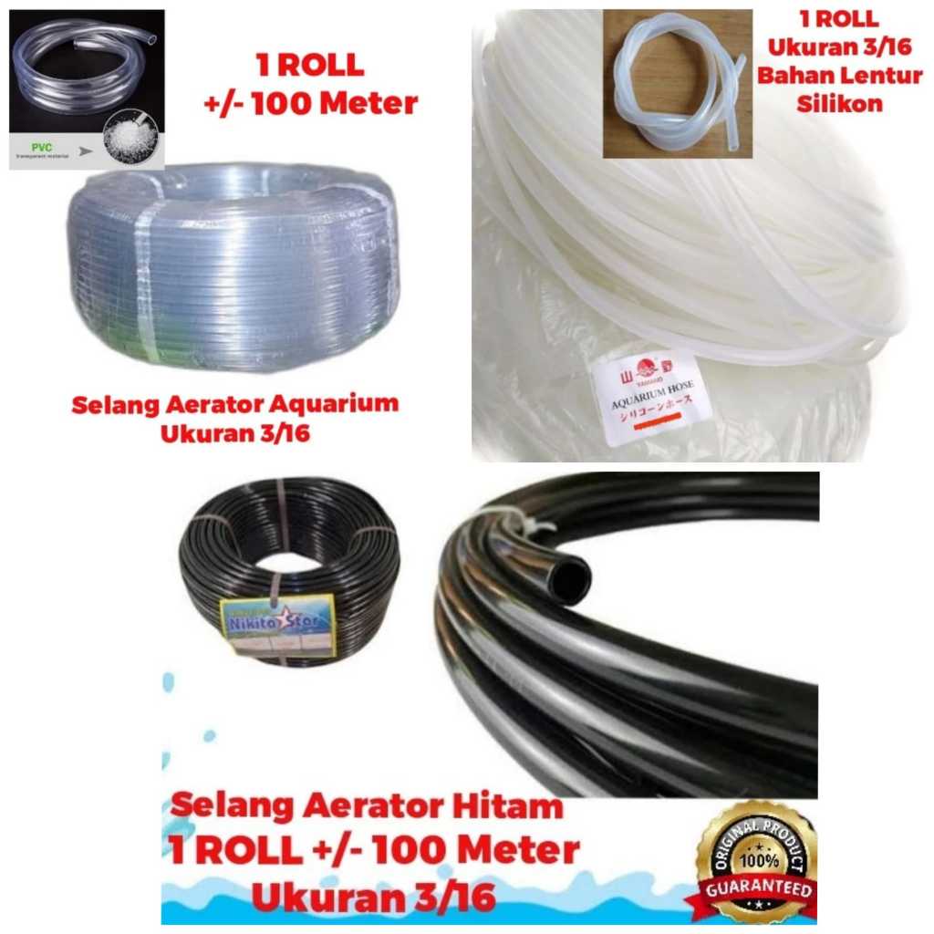 Jual Selang Batu Aerator 3/16 BIASA SILIKON HITAM Per ROLL Slang ...