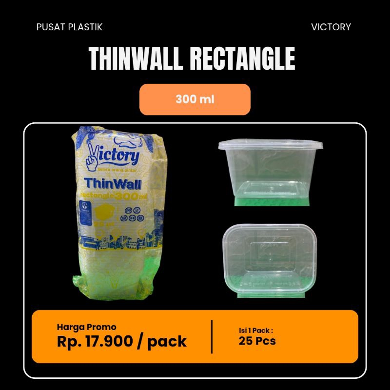Jual ThinWall Rectangle 300 ml Victory | Shopee Indonesia