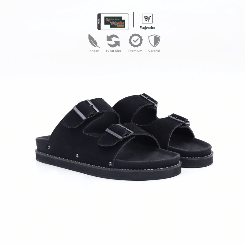 Jual Wajendra - Banda Black v2 - Sandal Kulit Pria Dewasa | Shopee ...
