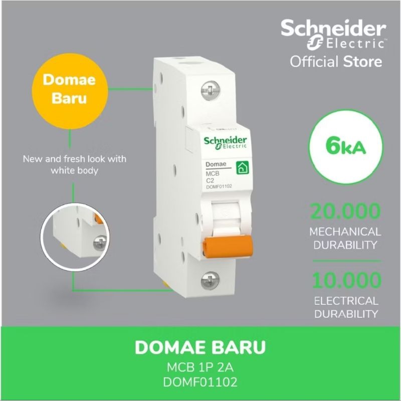Jual MCB Schneider Domae Baru New Oren 1Phase 2A/4A/6A/10A | Shopee Indonesia