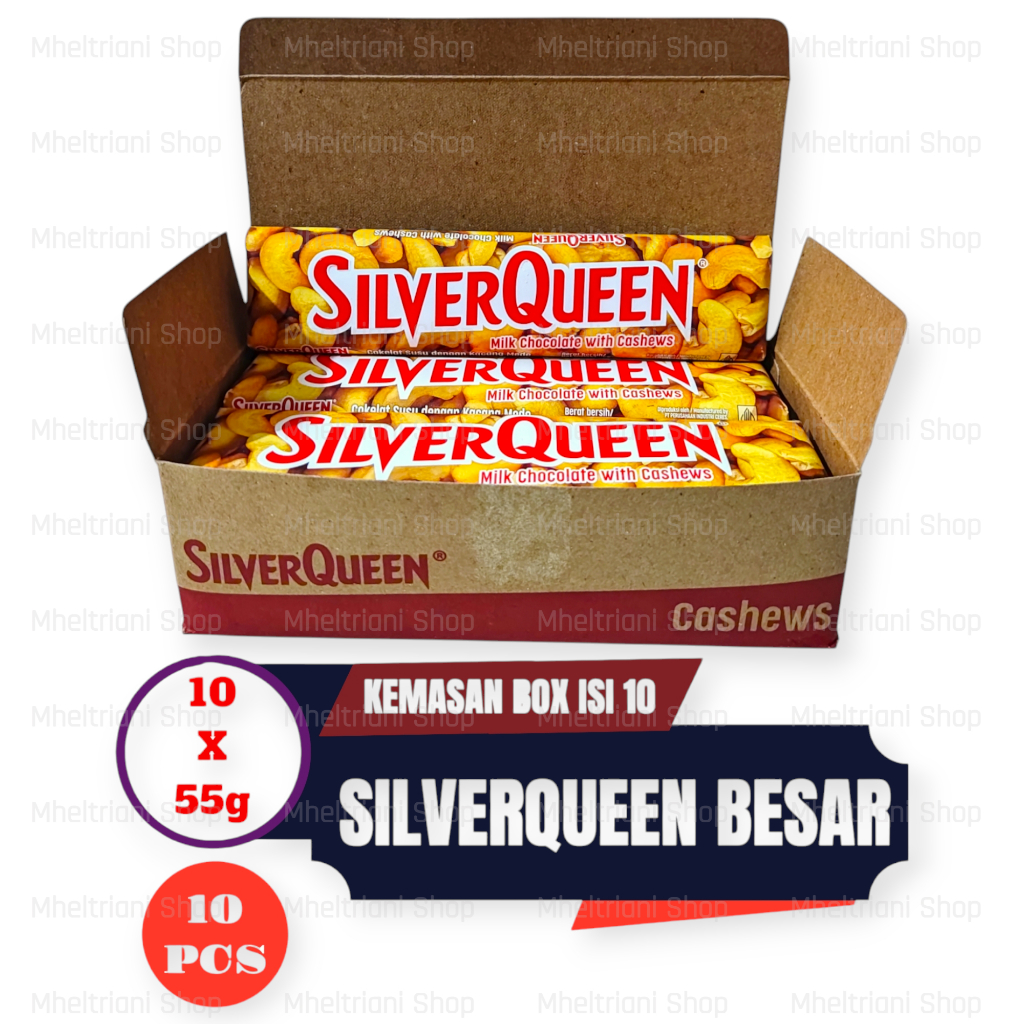 Jual SILVERQUEEN 55 GRAM BESAR 1 BOX ISI 10 PCS varian Almonds with Milk Chocolate | Milk ...