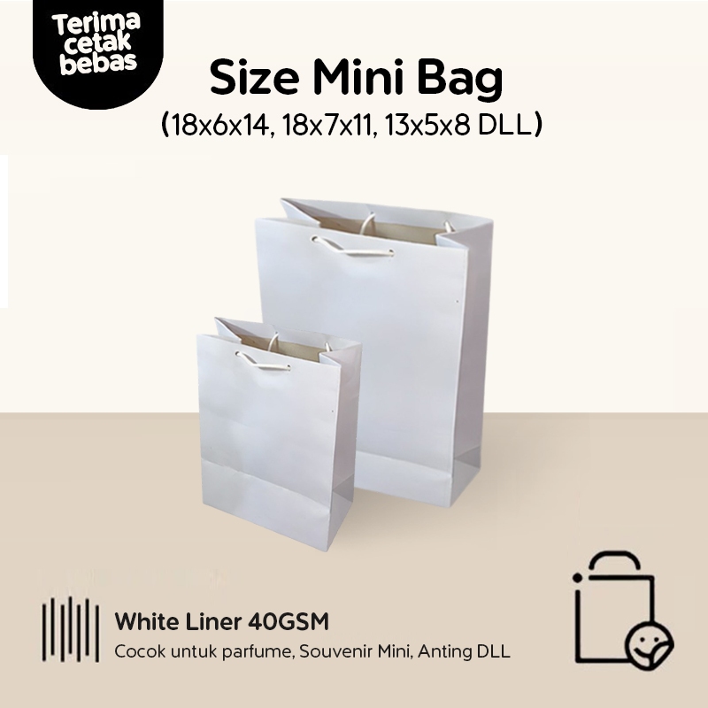 Jual Paper Bag Putih (LINER)Mini ALL SIZE Paperbag Polos Warna Packing ...
