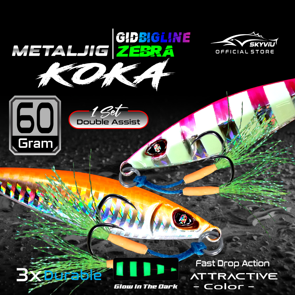 Jual Umpan SlowJig Siang Malam 60g GID SKYVIU KOKA Hologram Garis Metal Jig 60 Gram Double ...