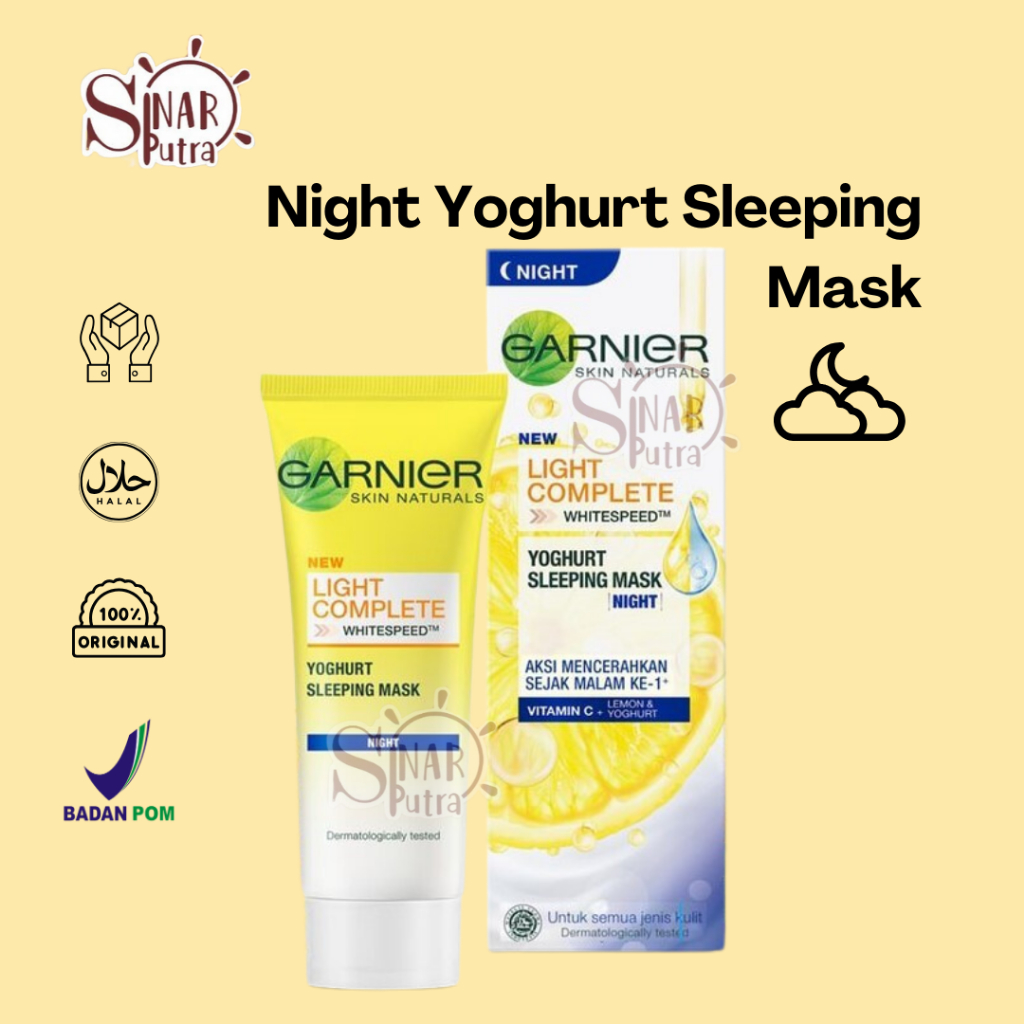 Jual Garnier Bright Complete VIT C Night Yoghurt Sleeping Mask 20ml | Shopee Indonesia