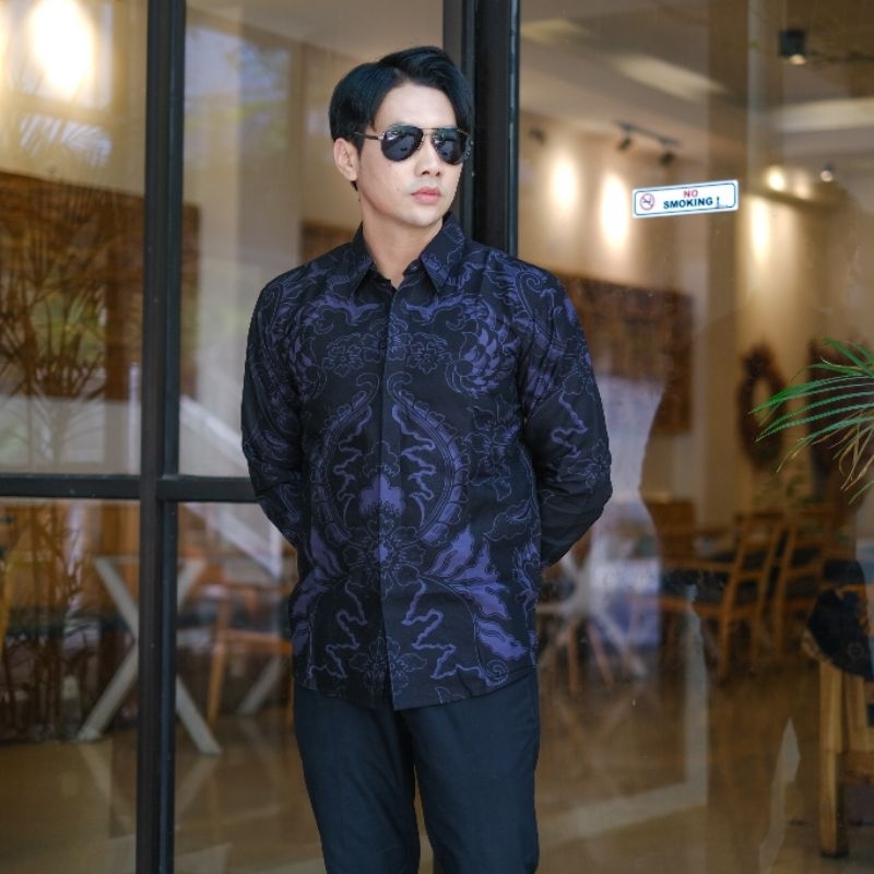 Jual Batik pria panjang reguler fit panjang lapis furing warna hitam ...