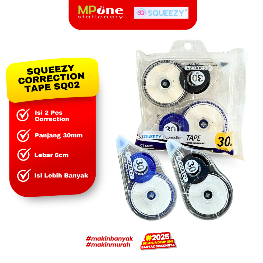 Jual Squeezy Correction Tape SQ02 @2sheet / Tipex Roll Pita 30MM ...