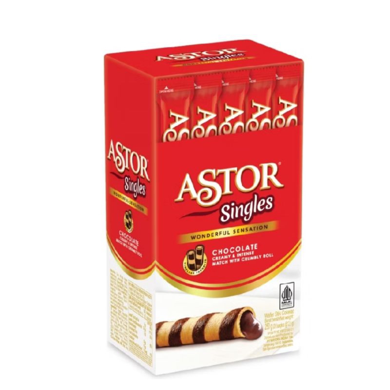 Jual Wafer Astor Singles Astor Coklat box isi 20 pcs | Shopee Indonesia