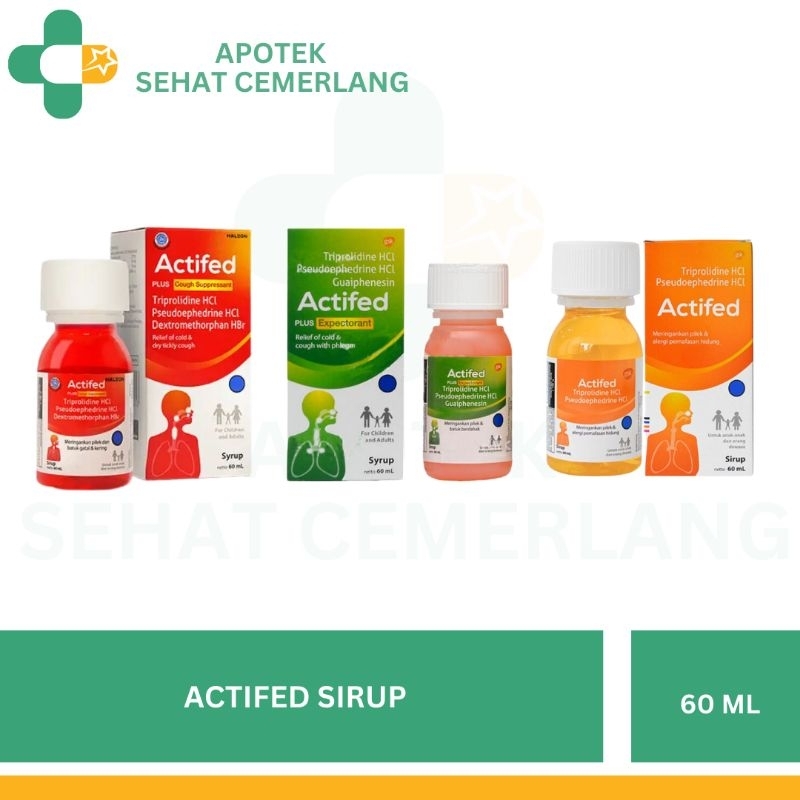 Jual Actifed Merah Sirup Meringankan Pilek, Batuk Gatal & Kering (60 ml ...