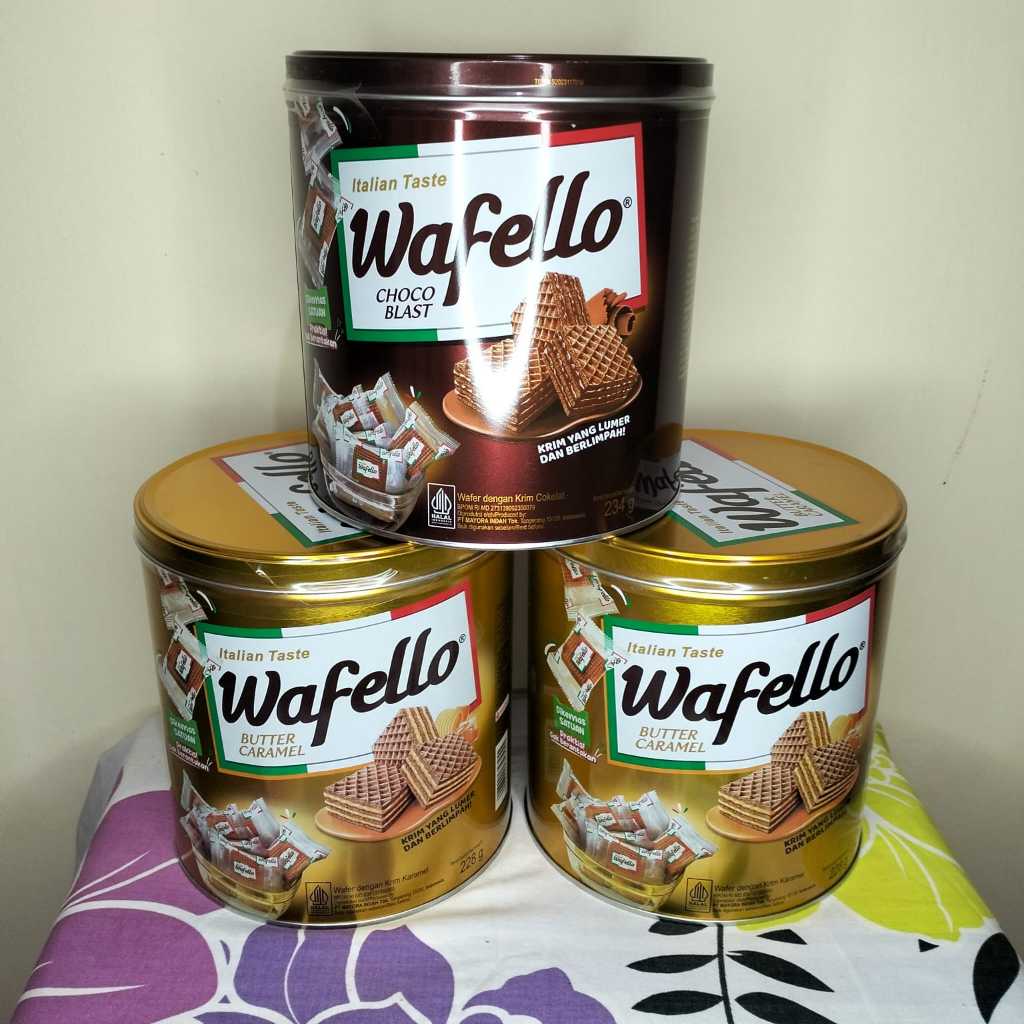 Jual Roma Wafello kaleng Choco 234gr Caramel 228gr wafer lapis rasa ...