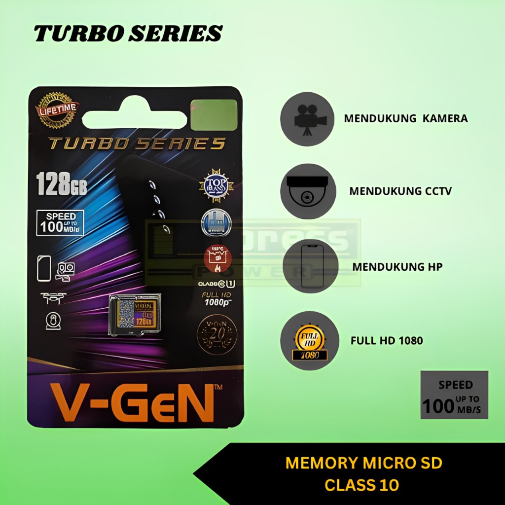 Jual Memori Card HP VGEN Terlaris Memory Handphone Micro SD MMC V GEN Turbo Series Class 10 8GB ...