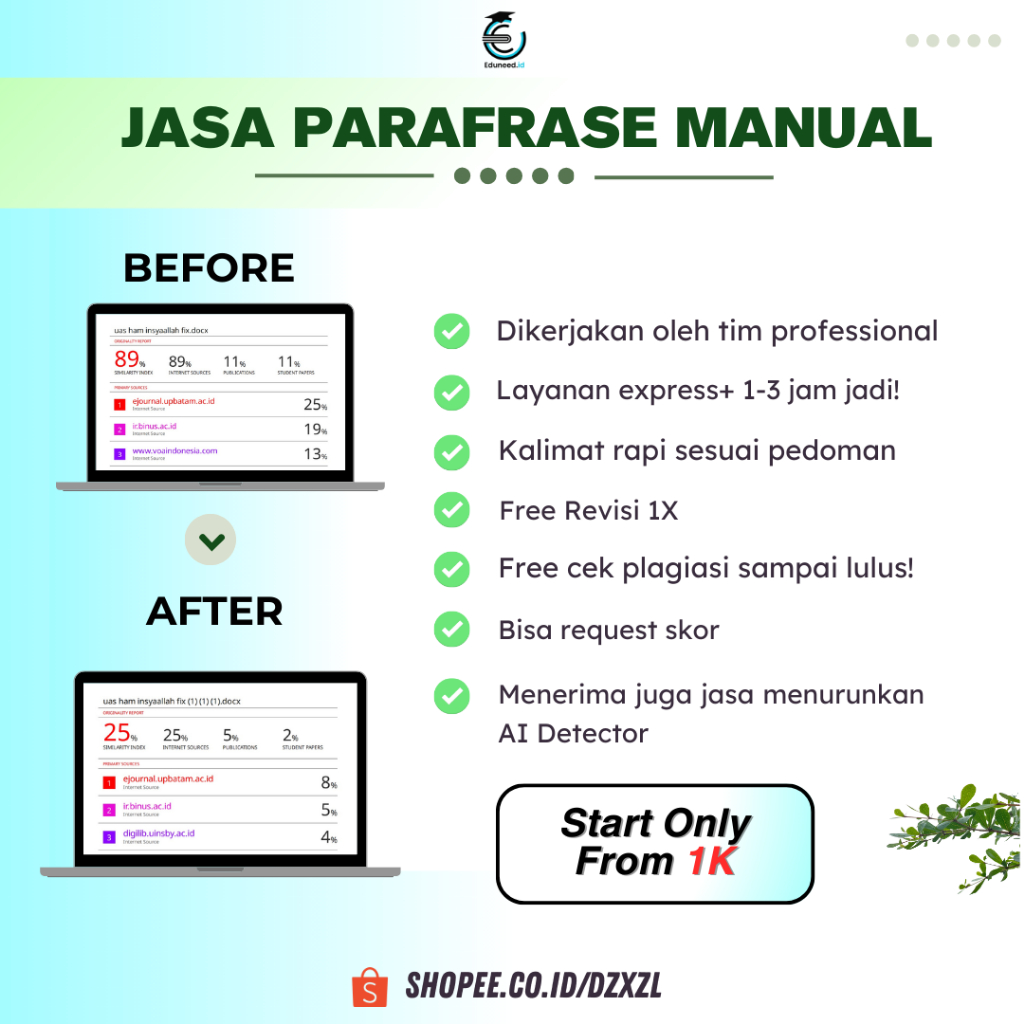 Jual Jasa Parafrase Menurunkan Skor Plagiasi & Skor AI Detector ... Jual Jasa Parafrase Menurunkan Skor Plagiasi & Skor AI Detector ...