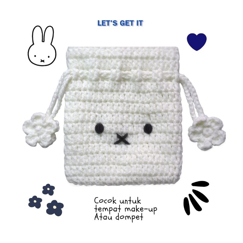Jual ☆ Miffy Pouch Rajut crochet dompet tempat make-up dan digicam ...