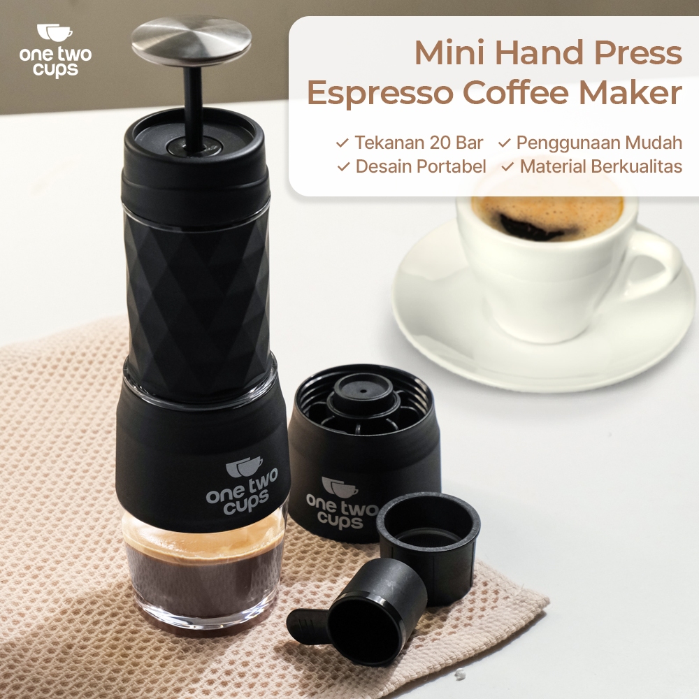 Jual One Two Cups HS-8439 Hand Press Mini Espresso Coffee Maker 3in1 20 ...